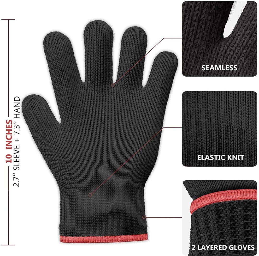 1 Pair Heat Resistant Gloves Oven Gloves Heat Resistant with Fingers Gloves Double Oven Mitt Set