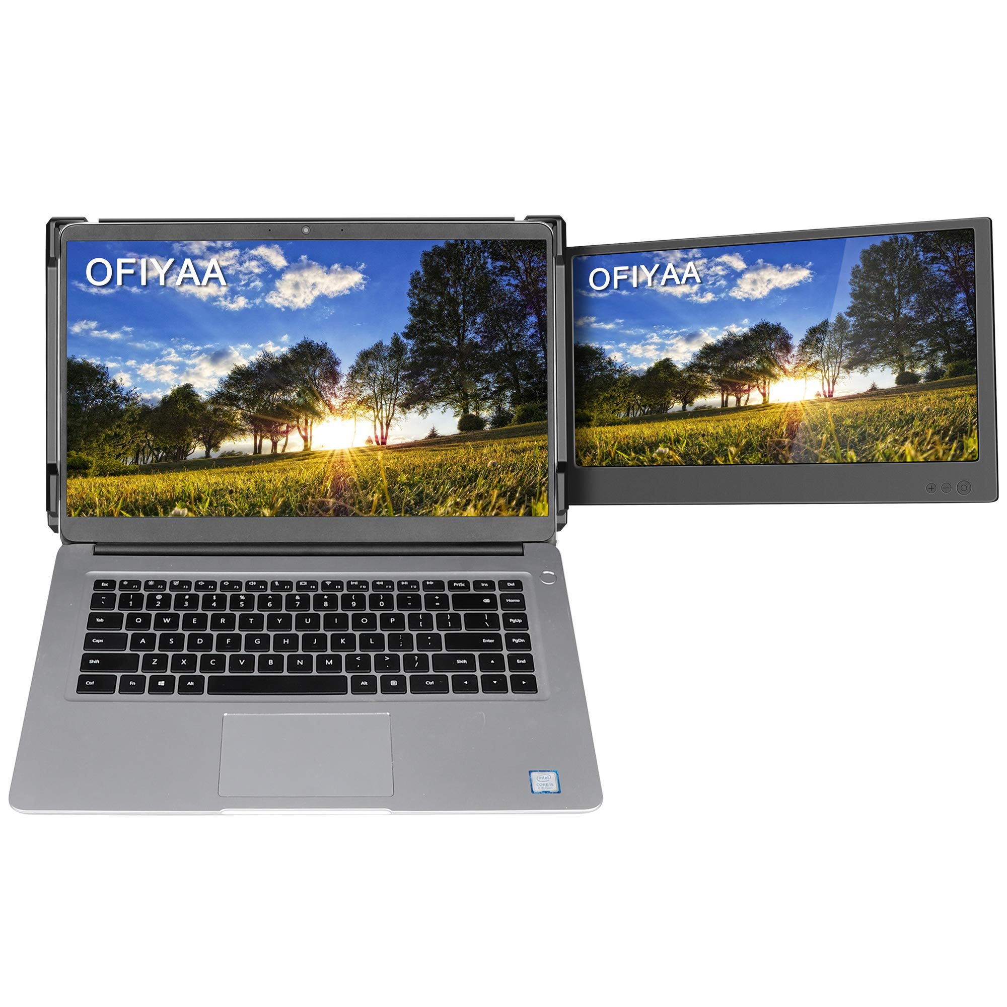 OFIYAA P1 12'' Portable Monitor Laptop Monitor Extender Dual Screen FHD IPS Type-C/HDMI/USB-A 2 Speakers Display Extender for PS5 Compatible with 13''-16'' Mac PC/Notebook (12 Inch)