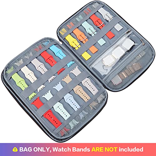 BGTREND Watch Bands Carrying Case for 35 Watch Bands, Watch Band Holder and Organizer Compatible with Apple Watch Bands and Other Accessories, Gray