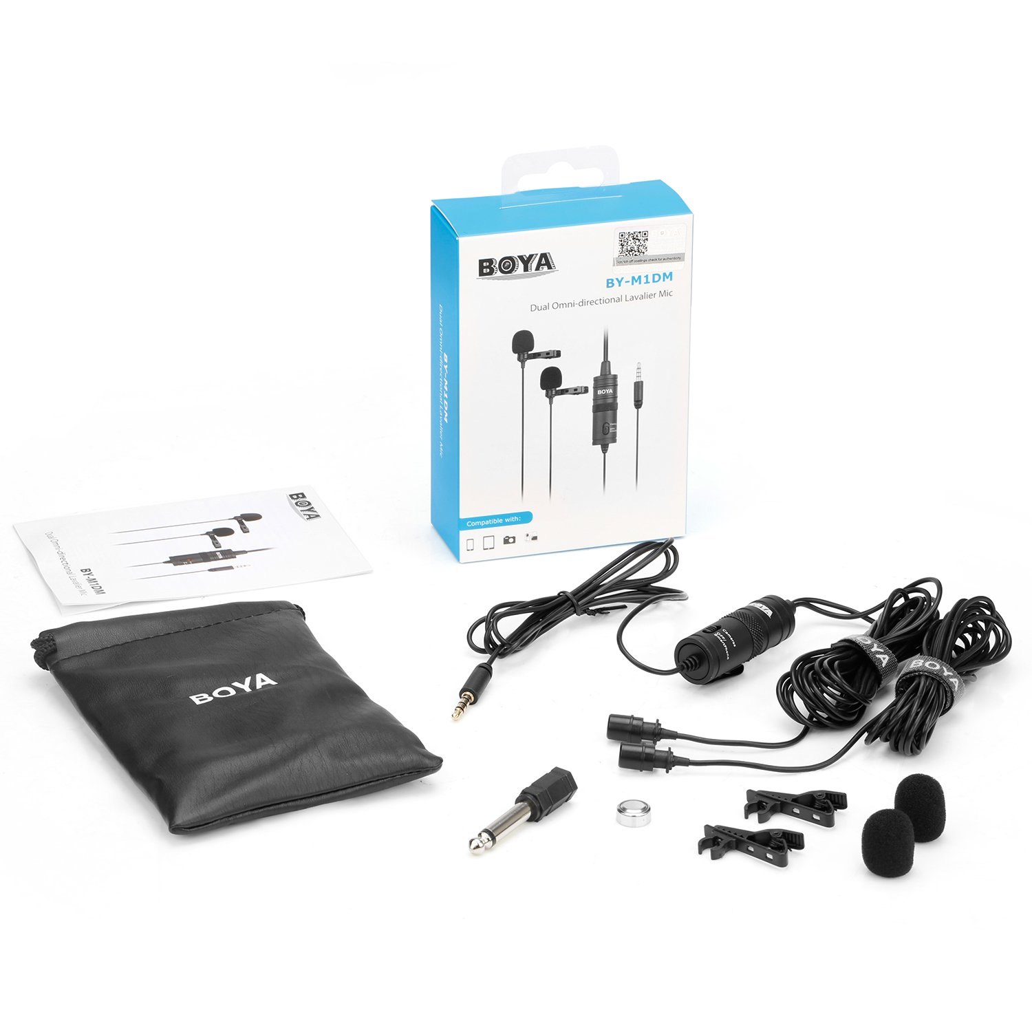 19 Feet Lavalier Microphone for Canon iPhone Podcast, BOYA Omnidirectional Condenser Recording Mic for Nikon Sony iPhone 8 8 plus 7 6 6s Plus DSLR Camcorder Audio Recorder Youtube Interview Video
