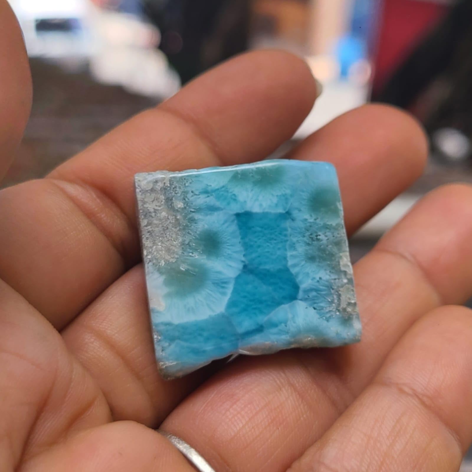 1 Authentic and Natural Larimar Rough Polished - Unique and Timeless Larimar Piece - Perfect for Jewelry Projects and Gem Collector - Larimar Charm - One-of-a-kind Larimar Statement Piece