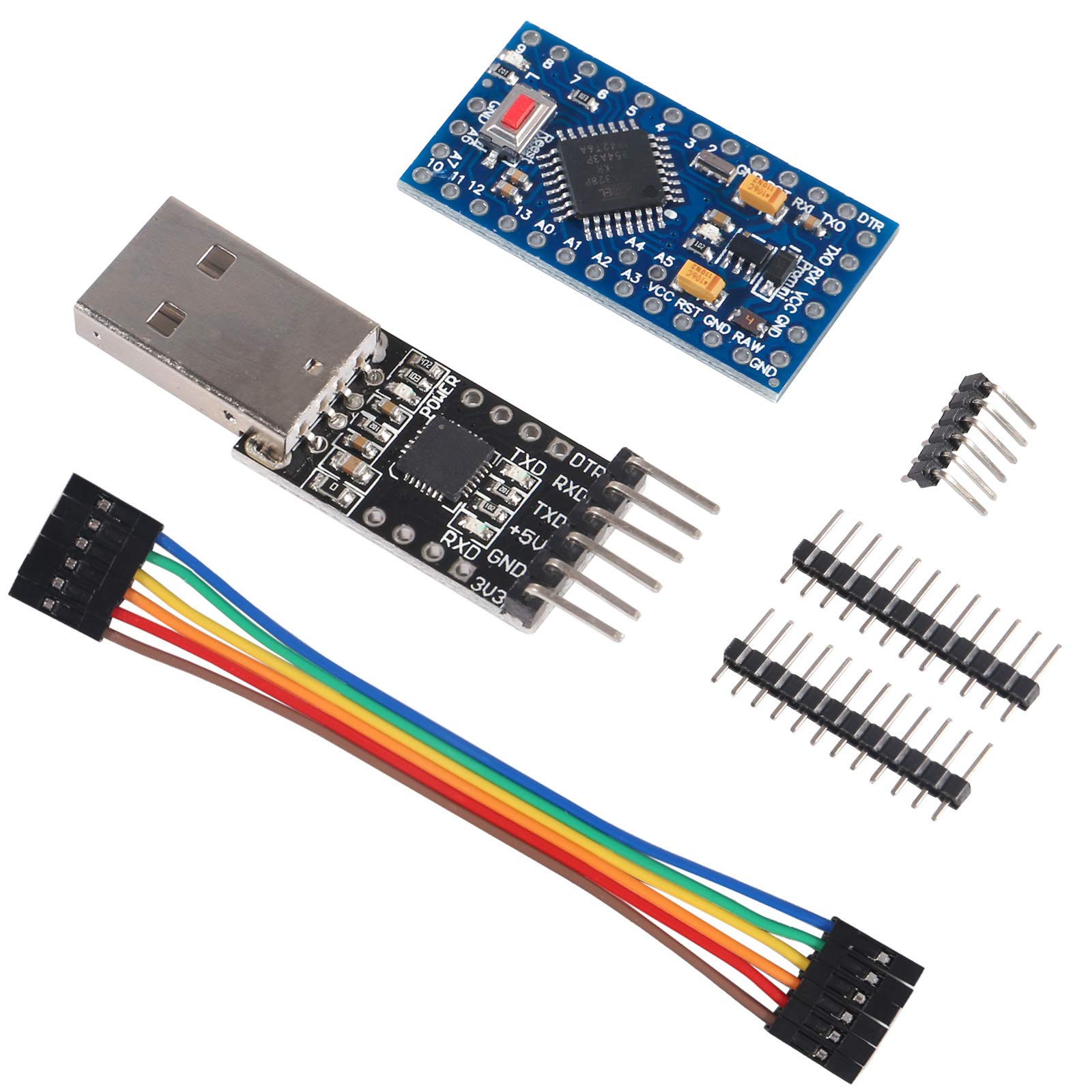 ALAMSCN Pro Mini Module Atmega328 328P 5V 16M + CP2102 Module USB 2.0 to TTL Module with Cable for Arduino Compatible with Nano