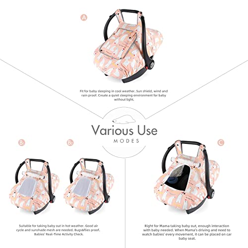 Car Seat Cover for Babies Boy&Girl, CCATTO Infant Carseat Canopy, Skylight Ventilation Design, 2 Layers Windows, Breathable Adjustable Universal Fit Baby Carrier Cover for Spring Autumn Winter
