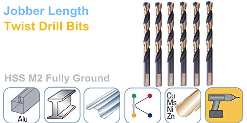 6 PCS, 21/64", Black and Gold, Drill Bits