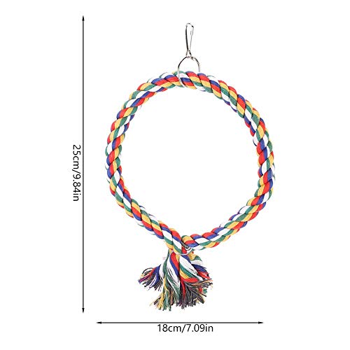 Bird Rope Toy,Round Circle Rings Colorful Cotton Rope Swing Toy Pet Bird Standing Playing Chewing Perches Loop for Parrot Parakeet Bungee Canary Cockatiel Lovebirds
