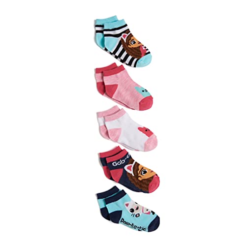 Universal Girls Gabby's Dollhouse 5 Pack Shorty Casual Sock, Pink Blue Multi, Fits Sock Size 5-6.5 Fits Shoe Size 4-7.5 US