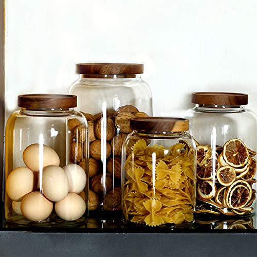 Bekith 100 FL OZ (3000ml) Large Glass Food Storage Jar with Airtight Wooden Lid, Glass Storage Canisters Container, BPA-Free Cereal Dispenser Jars for Spaghetti Pasta, Tea, Coffee, Spice, Powder