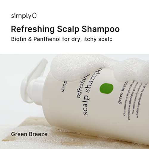 simplyO Refreshing Scalp Shampoo | Biotin & Panthenol I Dry, Itchy Scalp | Paraben-Free, Sulfate-Free I Green Breeze I 10.1 fl. oz