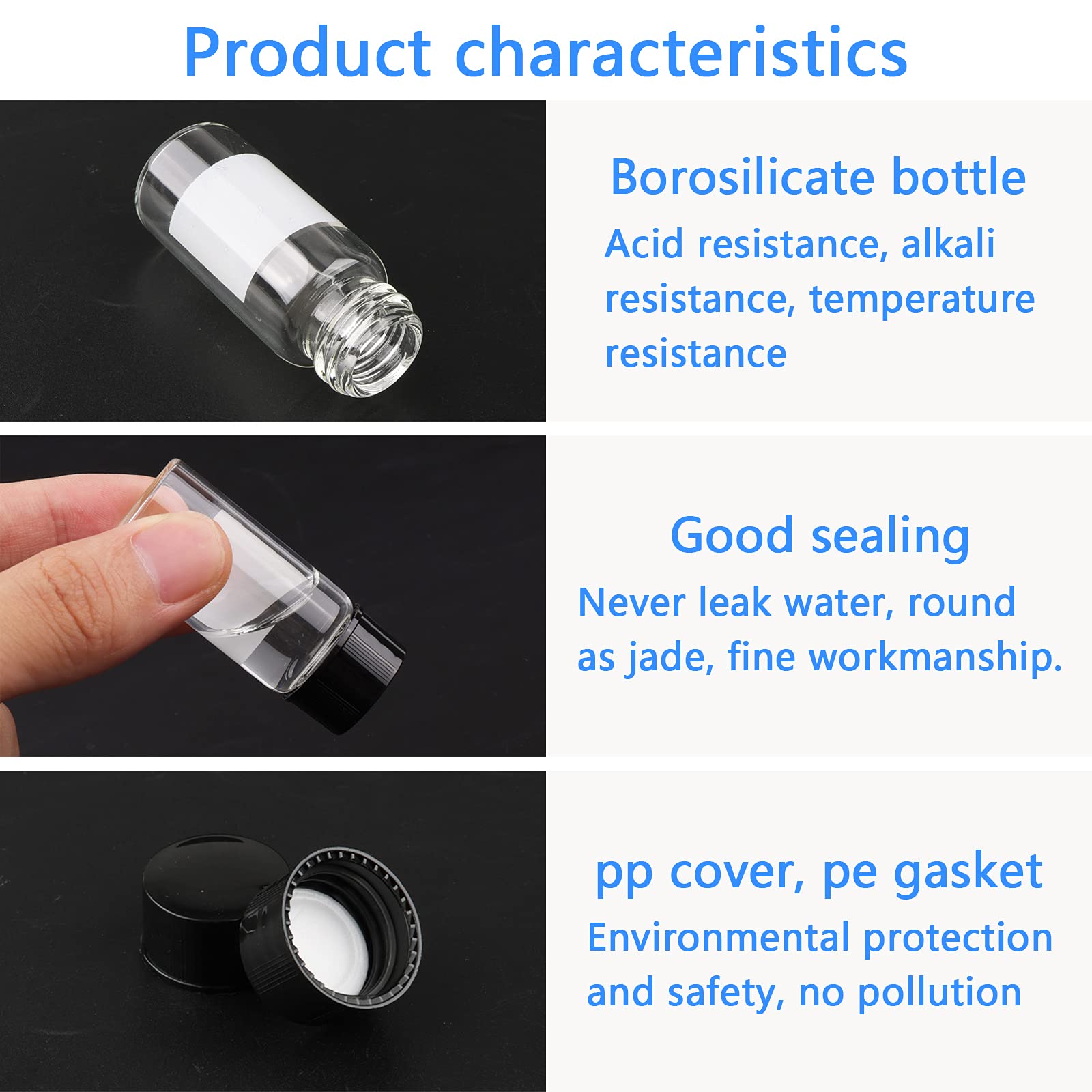 Newzoll 45Pcs 10ml Small Empty Glass Vials, Clear Liquid Sample Glass Bottles Jars, Mini Glass Thread Cap Bottles with Write-on Spot and 10 Funnels