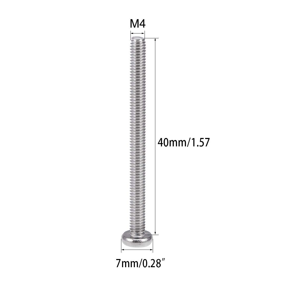 50 Pcs M4 x 40mm 304 Stainless Steel Phillips Round Pan Head Machine Screws Use for Cabinet Drawer Pull Handle, Metric Fine Thread.