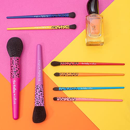 SHE HAS Makeup Brushes Set for Beginners Colorful Makeup Brush Kit Set 8Pcs Cute Make Up Brushes for Girls Premium Synthetic Face Powder Blush Contour Concealer Eyeshadow Leopard Print Makeup Brushes