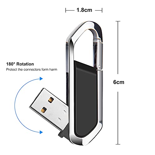 64GB USB Flash Drive Portable Metal Thumb Drive with Keychain USB 2.0 Memory Stick Pen Drive for External Data Storage, Black