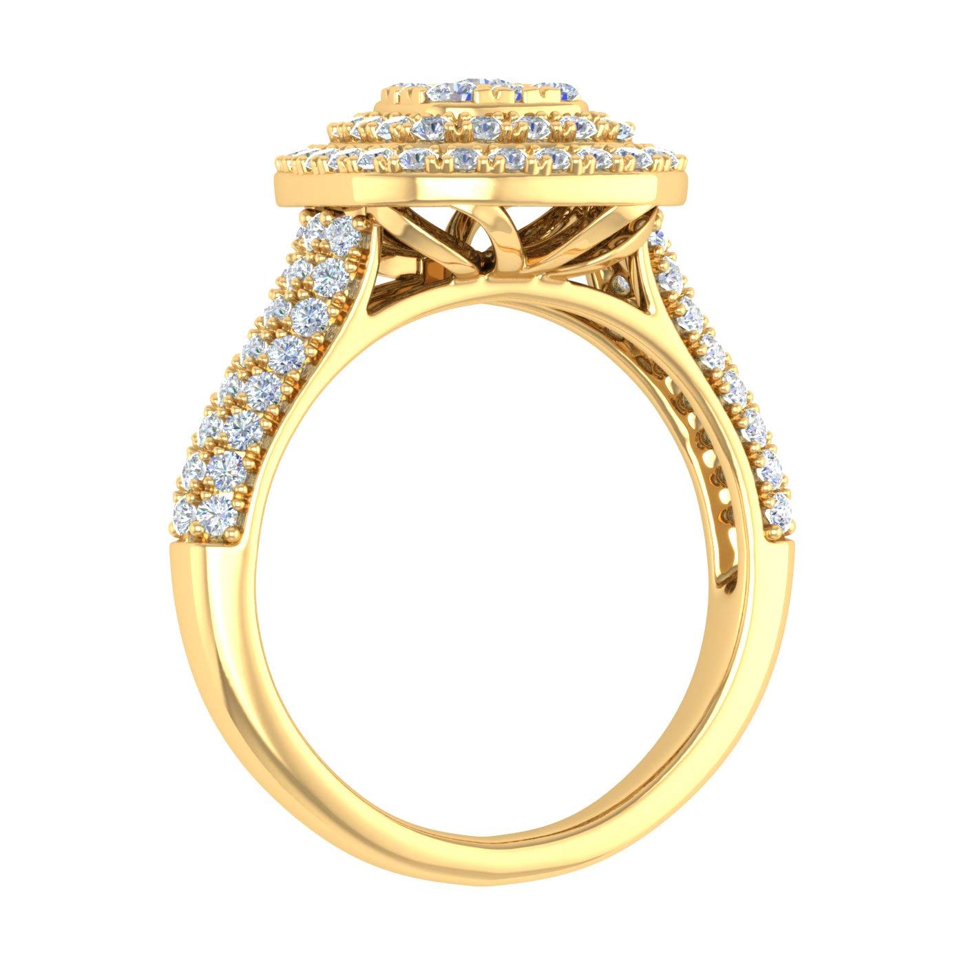 1 Carat Cushion Shape Halo Diamond Engagement Ring in 14K Yellow Gold (Ring Size 9.25)