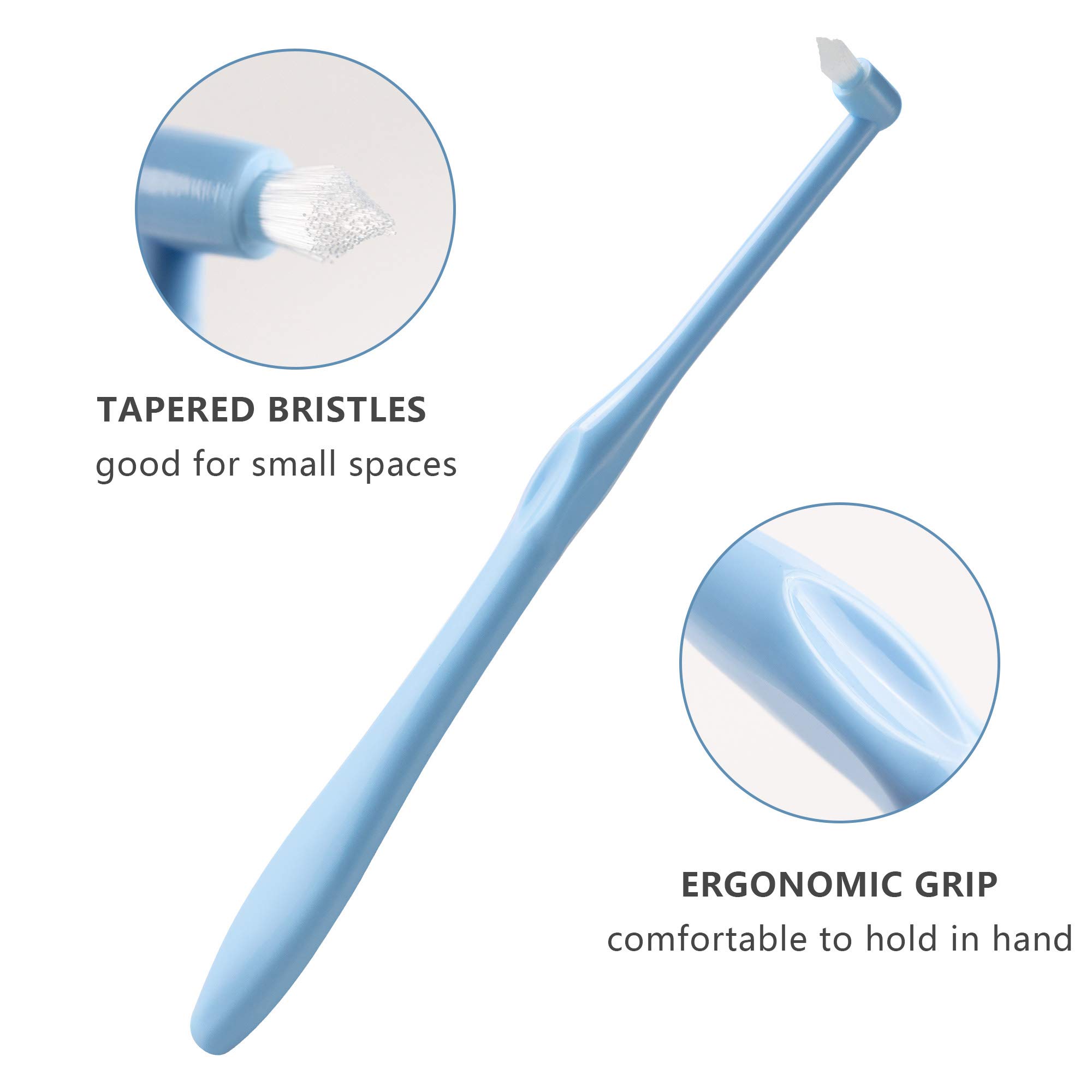 6 Pcs Tufted Toothbrush Interspace Brush End-tuft Tapered Toothbrush Soft Trim Toothbrush Wisdom Gap Toothbrush for Orthodontic Braces Bridges Line and Detail Cleaning