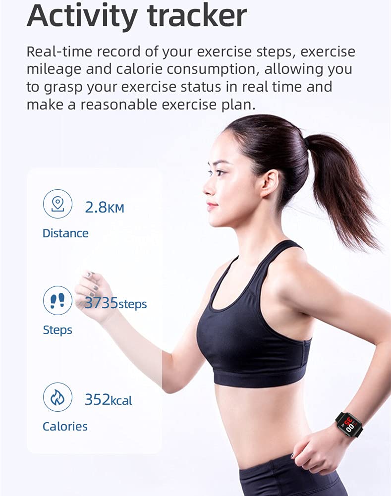 HCHLQL Smart Watch for Android iOS Phones Compatible with iPhone Samsung, Touchscreen Fitness Tracker Smartwatch with Call/SMS/Heart Rate/Pedometer for Men Women (Black)