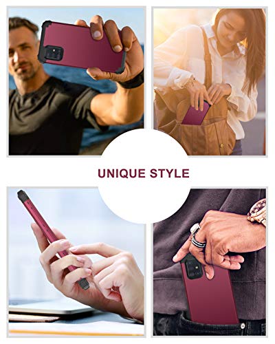 BENTOBEN Compatible with Samsung A71 5G Case, 3 Layer Hybrid Hard PC Soft Rubber Heavy Duty Rugged Bumper Shockproof Anti Slip Full-Body Protective Phone Cover for Samsung A71 5G 2020, Wine Red