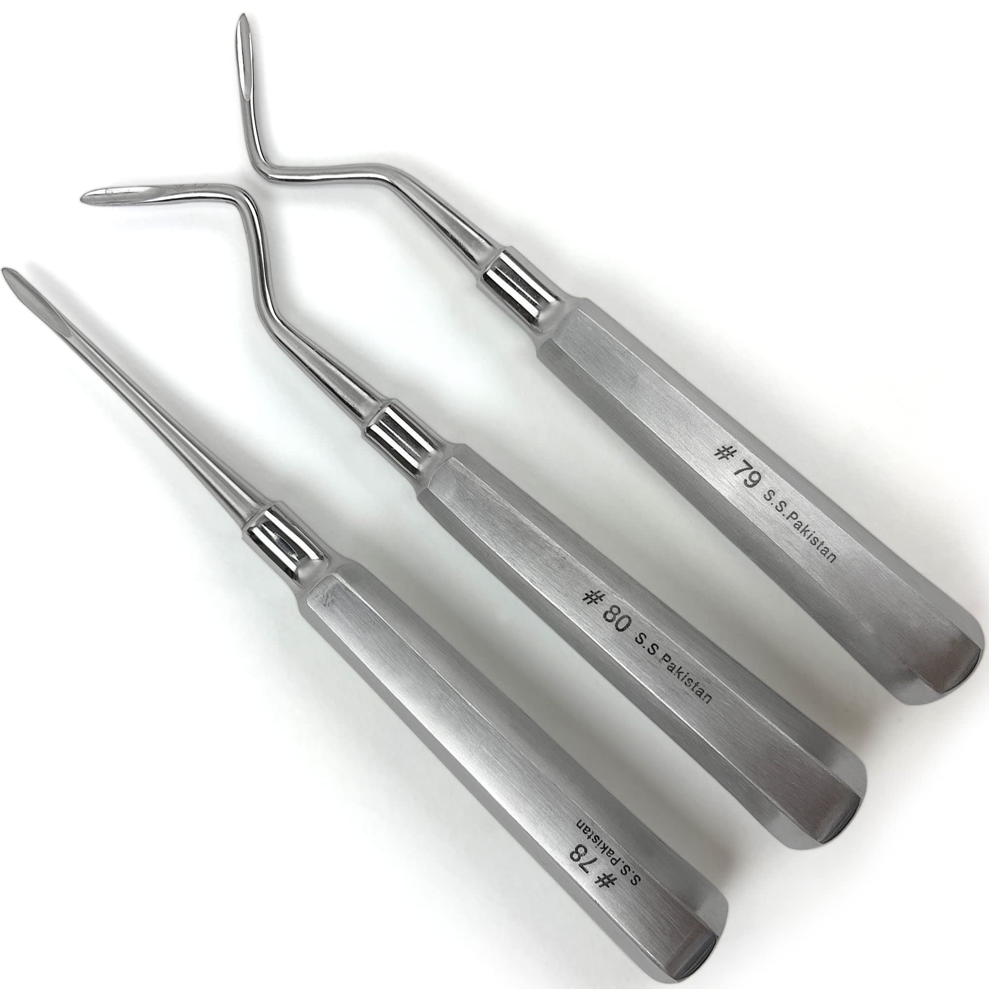 DEXA DENTAL Root Elevator Set – Luxating Periotome, Apical Molt Osteotome, Root Extraction Instruments, Professional Oral Implant Tools - 3 Pcs