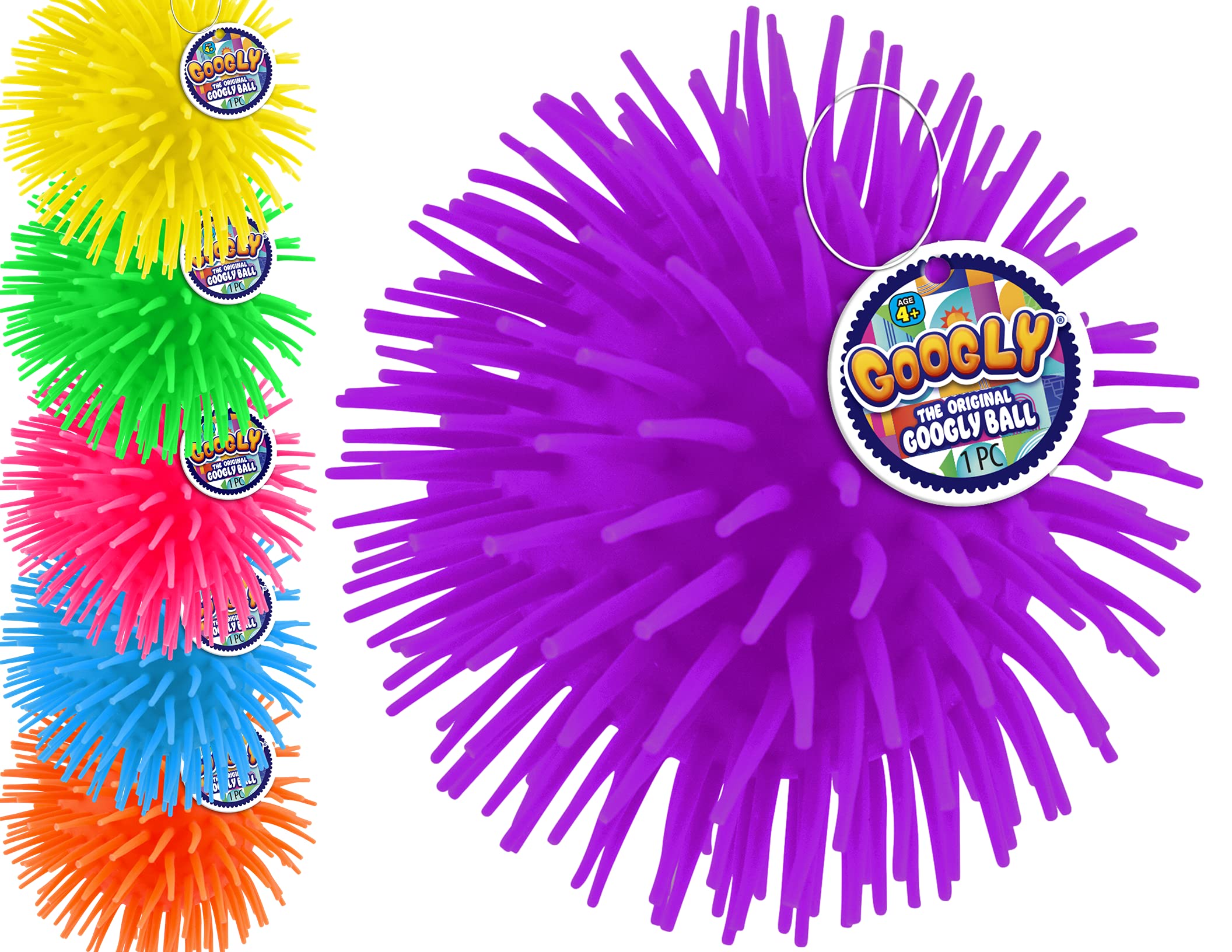 JA-RU Googly Puffer Ball Rubber Spike Ball (1 Unit Assorted) Soft Squishy & Stretchy Tentacles. Colorful Fidget Toy for Kids. Therapy Balls & Party Favor Supply 22163-1