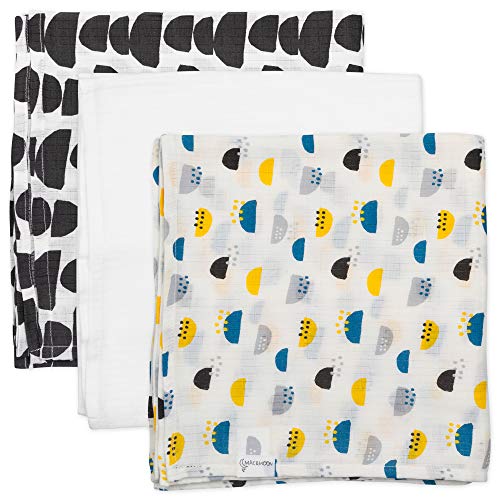 Mac & Moon Muslin Swaddle Blanket, Newborn Baby Boy Girl, Unisex Wild 3 Pack