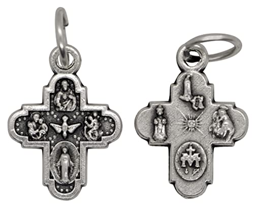 ½" Genuine Italian 4-Way Cross Pendant | Pack of 10 | Beautiful Silver Charm | Simple and Detailed Pendant | Christian Jewelry