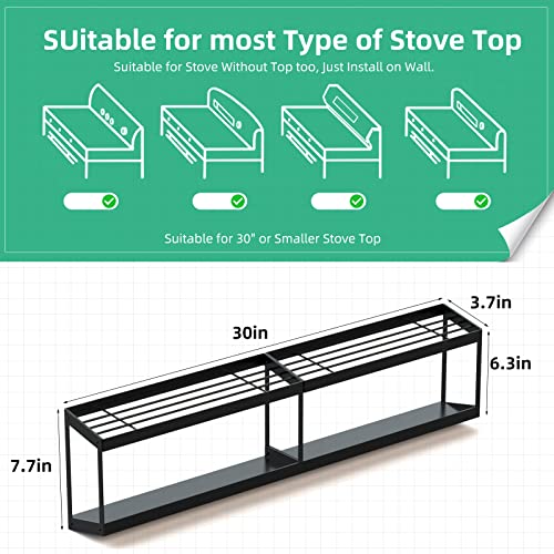 2-Tier Stainless Steel Shelf for Stove Top Organizer | Over The Stove Spice Rack | Double Layer Kitchen Storage Solution | Suitable for Flat & Curved Stoves | 30" Oven Shelf