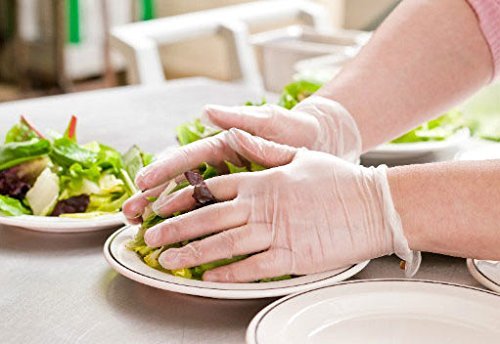 200 Disposable Viny Gloves, Non-Sterile, Poweder Free, Smooth Touch, Food Service Grade, X Large Size [2x100 Pack]