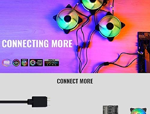 Addressable RGB 1-to-3 Splitter Cable 1-to-3 3PIN 5V RGB Fan Adapter Cable Compatible ARGB Extension Suitable for ASUS MSI Gigabyte ASRock motherboards