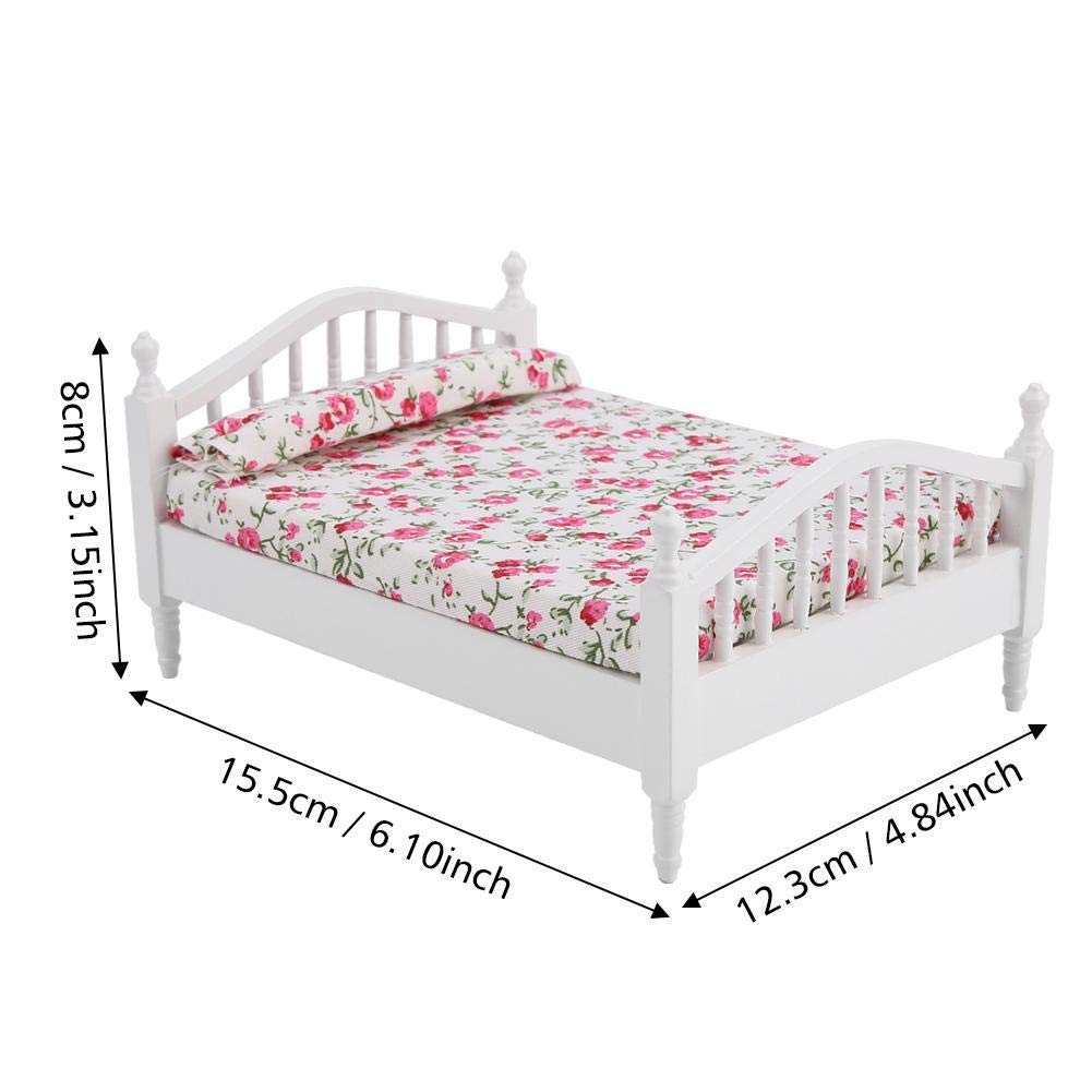 3Pcs Dollhouse Decoration Accessories, 1Pc Mini Dollhouse Furniture Bed and 2Pcs Miniature Carpet Turkey Rugs for Kids Gift