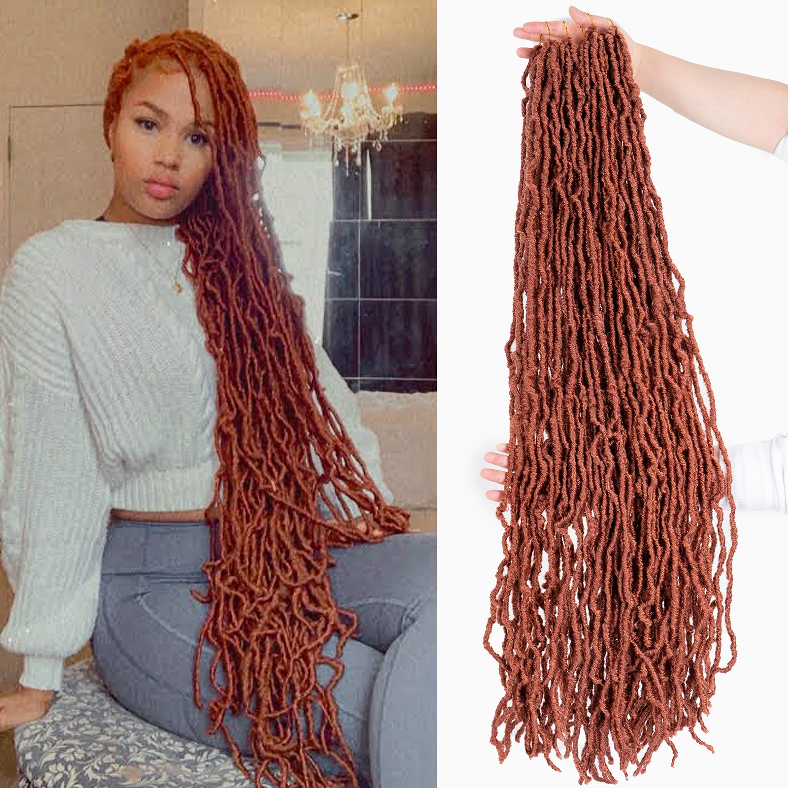 6Packs 36Inch Soft Locs Crochet Hair Faux Locs Crochet Braids Hair 350# Goddess Locs Synthetic Hair Extend Soft Locs Braiding Hair for Women (36 Inch (6packs), 350#)