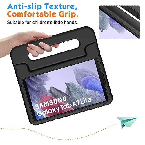 CCambro Kids Case for Samsung Galaxy Tab A7 Lite 8.7" SM-T220/SM-T225/SM-T227 2021 Tablet Kids Friendly Shockproof Case Lightweight Durable Foam Cover with Convenient Foldable Handle Stand, Black