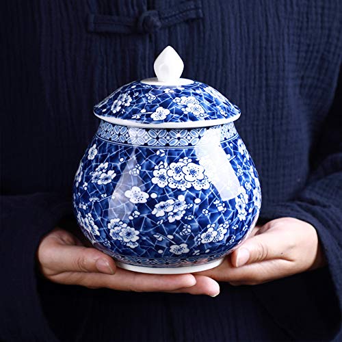 HUANG Ancient Chinese Style Creative Blue and White Ceramic Jar with Lid