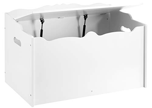 Amazon Basics Kids Toy Box, Wooden Organizer Storage Chest,White, 30" x 18" x 19"