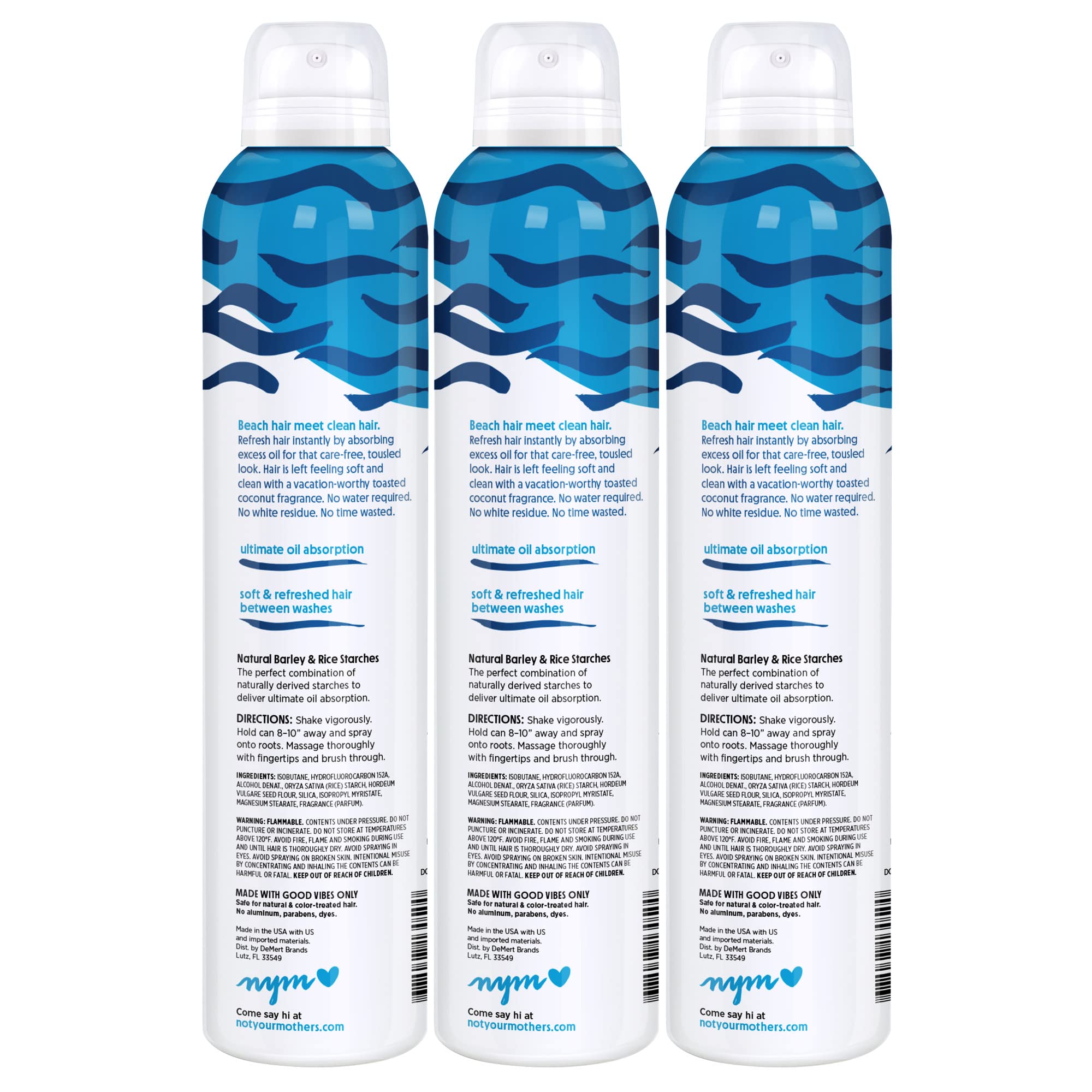 Not Your Mother's Beach Babe Dry Shampoo (3-Pack) - 7 oz Dry Shampoo - Instantly Absorbs Oil - Hair Essentials for All Hair Types