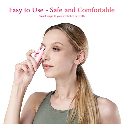 Heated Eyelash Curler, Electric Eyelash Curler with Flexible Silicone Pad, One-Step Lash Curler for Long & Voluminously Curled Eyelashes in Seconds, Last All Day. Battery Included