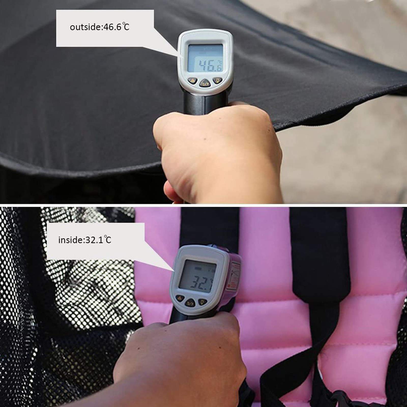 ADESUGATA Universal Stroller Sun Shade - Baby Stroller Sun Cover, Summer Pram Sunshade Awning Adjustable with UV Protection and Mosquito Net for Pushchair, Buggy, Carrycot (Black)