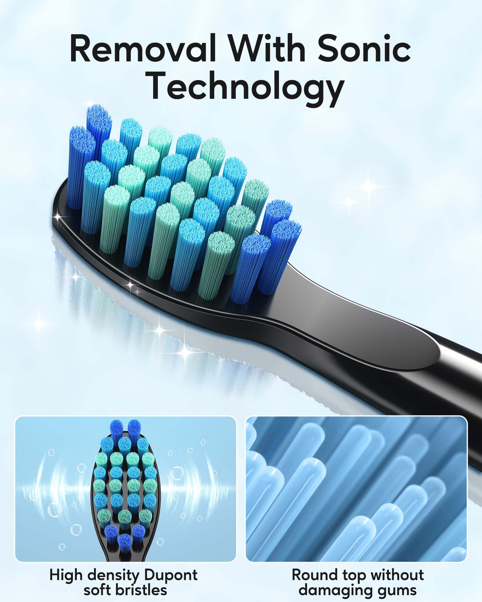 7 Pack Dnsly Electric Toothbrush Heads Compatible with FW-507/508/551/515/917/959/2011/D1/D3/D7/D8 Dnsly Toothbrush Heads, Black