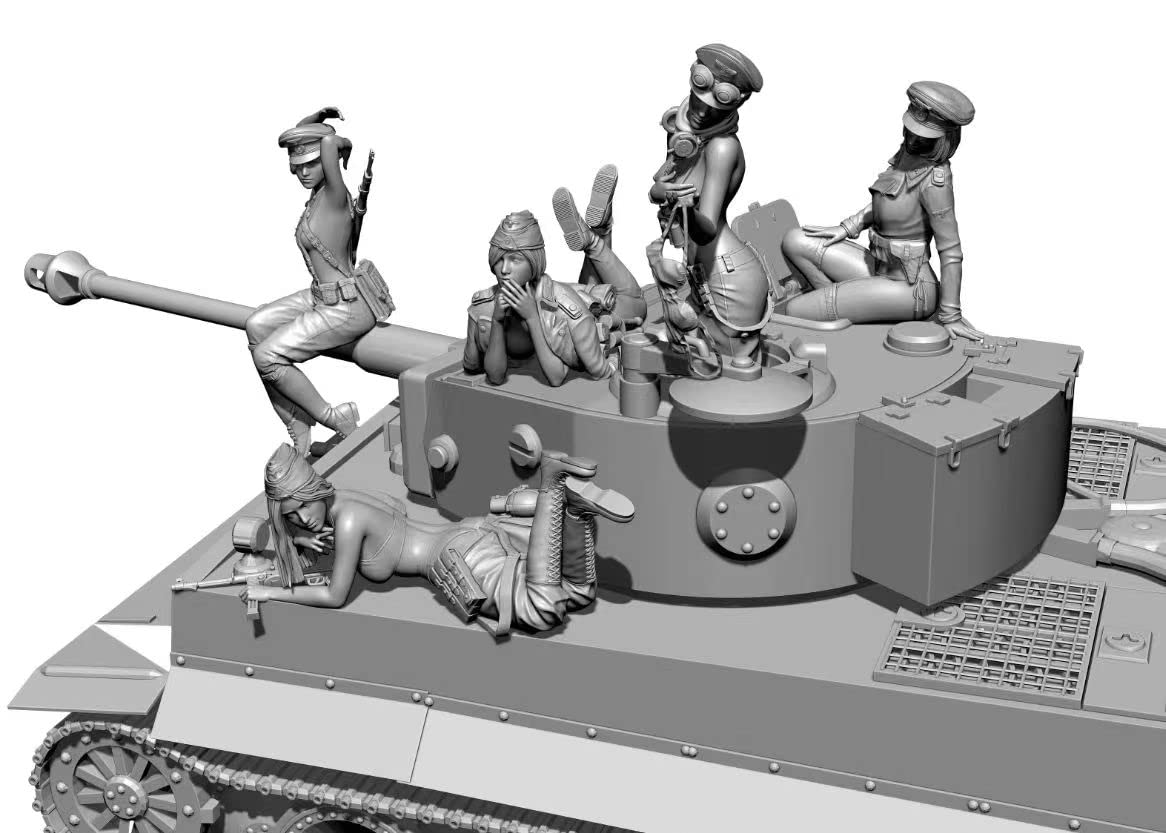 1/35 Resin Soldier Figure Model Kits DIY Beauty 5 Set Soldier colorless and self-Assembled YFWW-2158 (Without Tank)