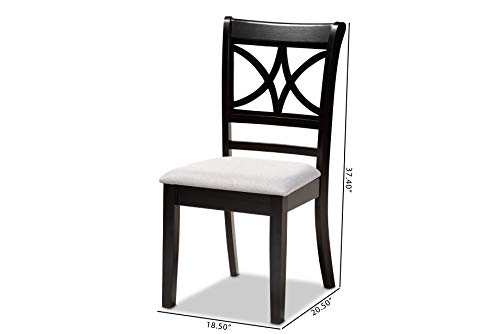 Baxton Studio Clarke Dining Chair Set and Dining Chair Set Grey Fabric Upholstered and Espresso Brown Finished Wood 4-Piece Dining Chair Set