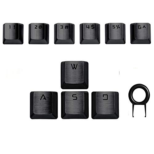 Qupei Metal Keycaps (WASDQREF+DIR.) for FPS & MOBA, OEM Mechanical Keyboard Keycaps Kit 60% Keycaps for Cherry MX Switches Gaming Keyboard Keycaps (Black)