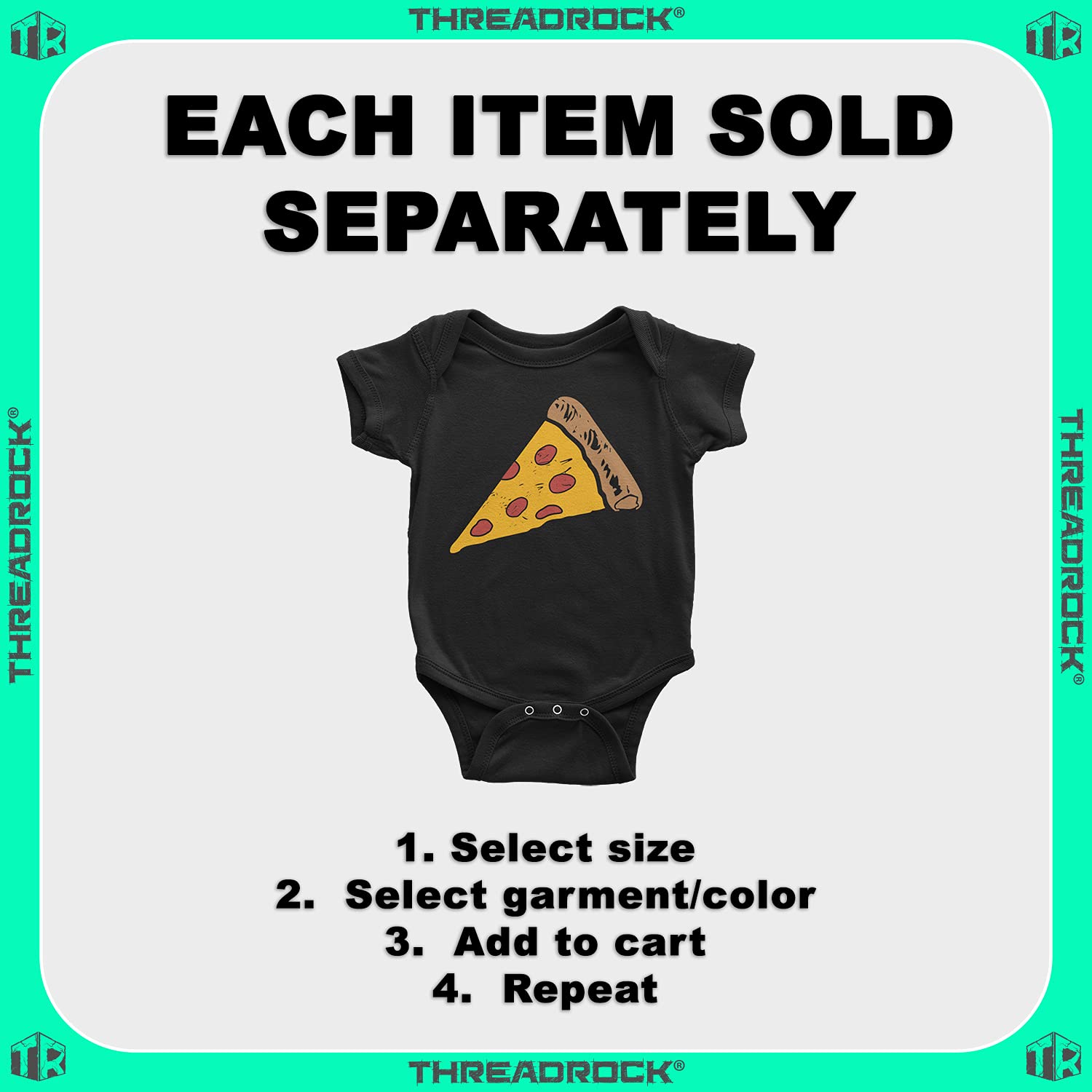 Threadrock Unisex Baby Missing Slice Infant Bodysuit - 6 Months, Black