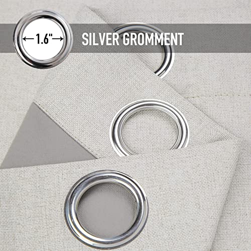 100% Blackout Linen Curtains 50" W x 84" L 2 Panels Set,Thermal Insulated Full Light Blackout Curtains for Bedroom/Living Room,Beige