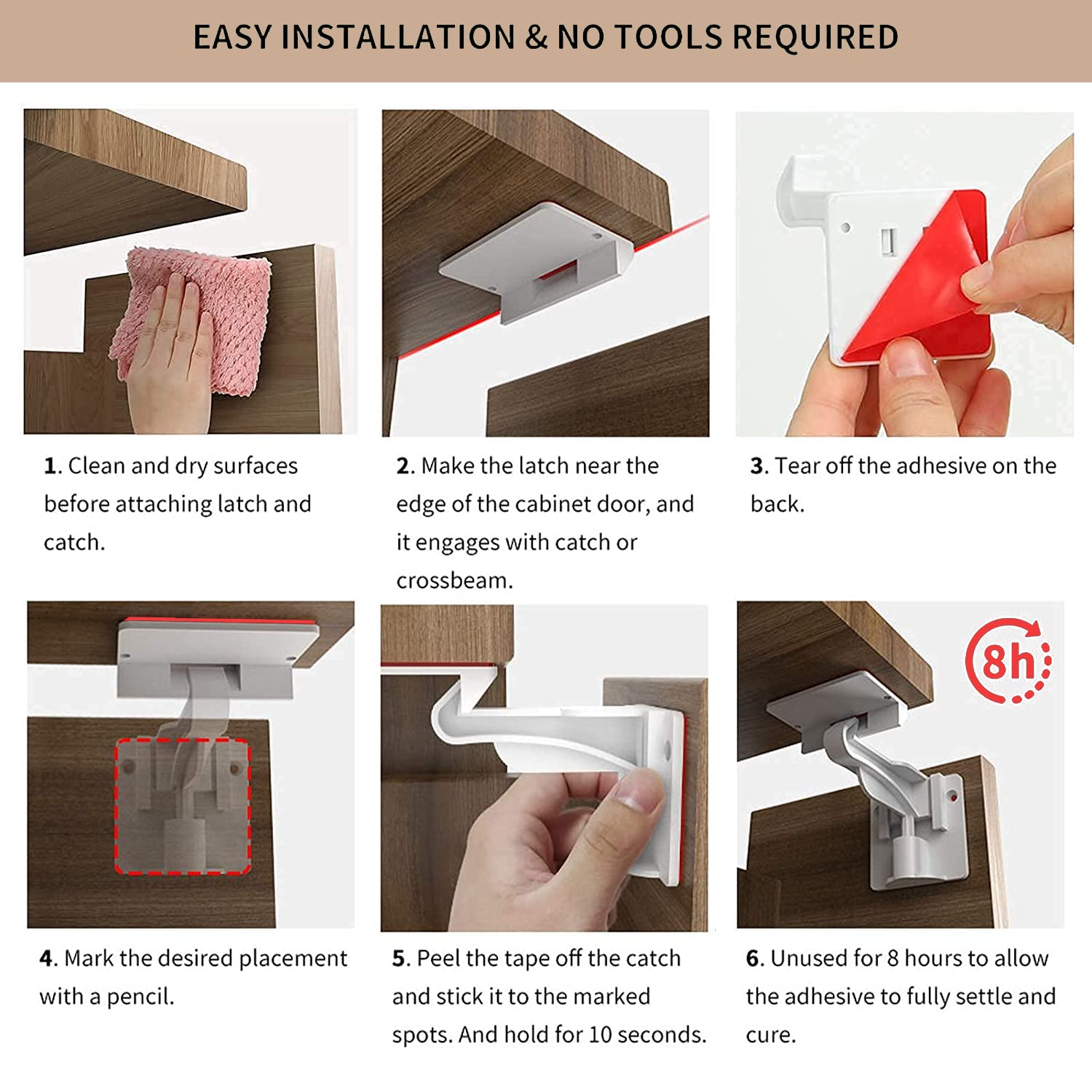 10 Pack Child Safety Cabinets Lock, Baby Proofing Cabinet Latch Locks, Baby Drawer Locks with Adhesive Easy Lnstallation, No Drilling or Tools Required for Lnstallation, for Cabinets and Drawers