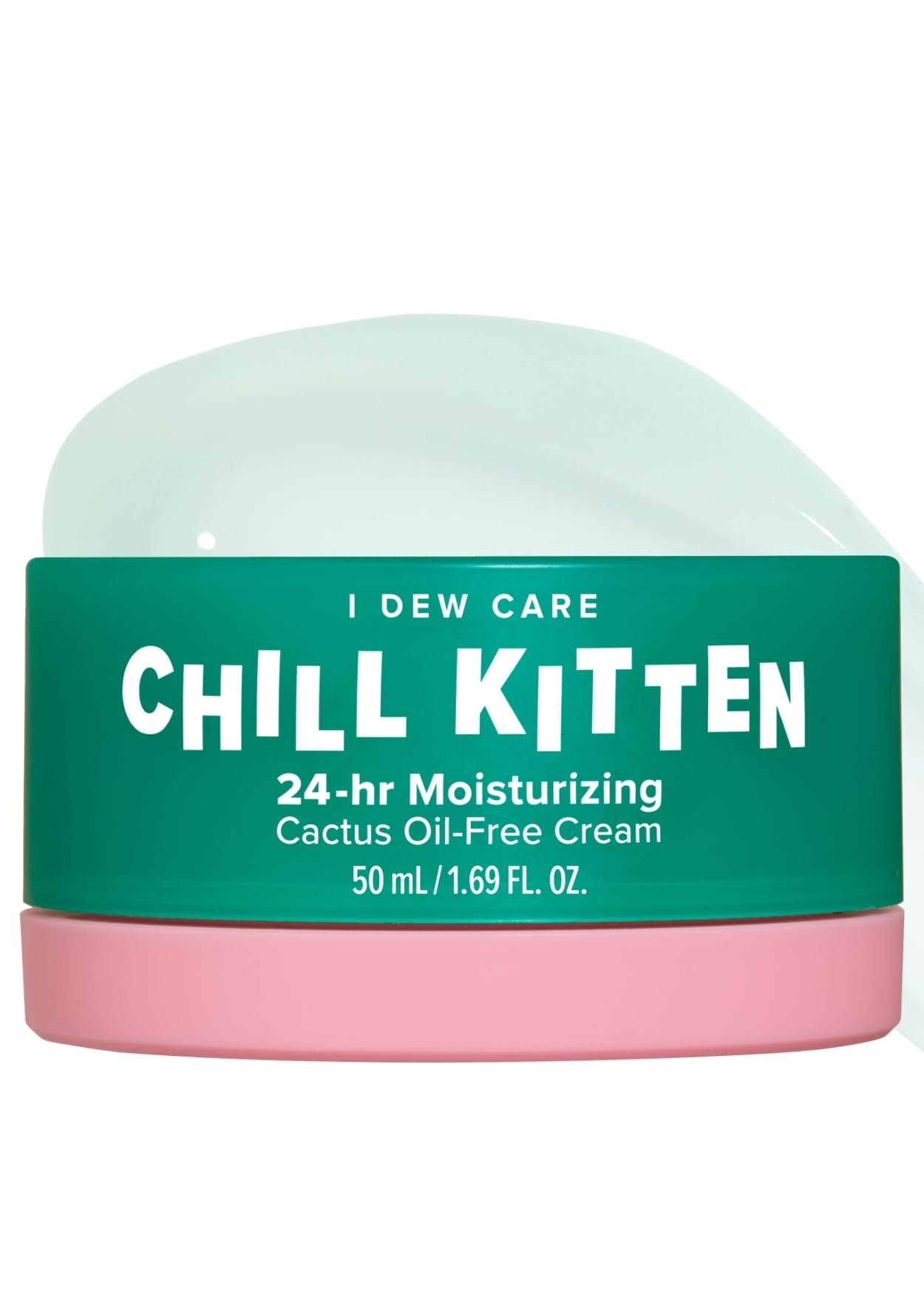 I DEW CARE Heartleaf Face Cream - Chill Kitten | Moisturizer with Moringa Seed, Prickly Pear, Aloe Vera Gel, Cactus Oil-Free, Glass Skin Look, Daily Use, for Dry Skin, Skin Barrier Repair, 1.69 FL Oz
