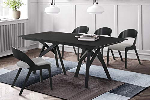 Armen Living Polly Mid-Century Modern Dining Accent Chairs Finish Fabric-Set of 2, 20" Wide, Black/Grey
