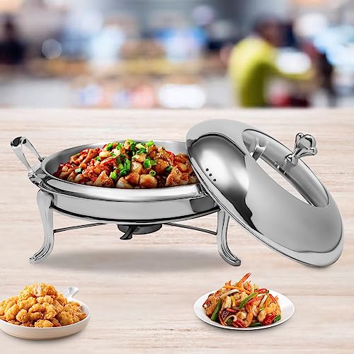 2.64Qt Chafing Dish Buffet, Stainless Steel Round Chafers, Food Warmer, Chafer Buffet Catering Warmer, Durable Buffet Warmer Tray for Hotels, Family Gatherings, Banquets, Outdoor, Etc (Silver)