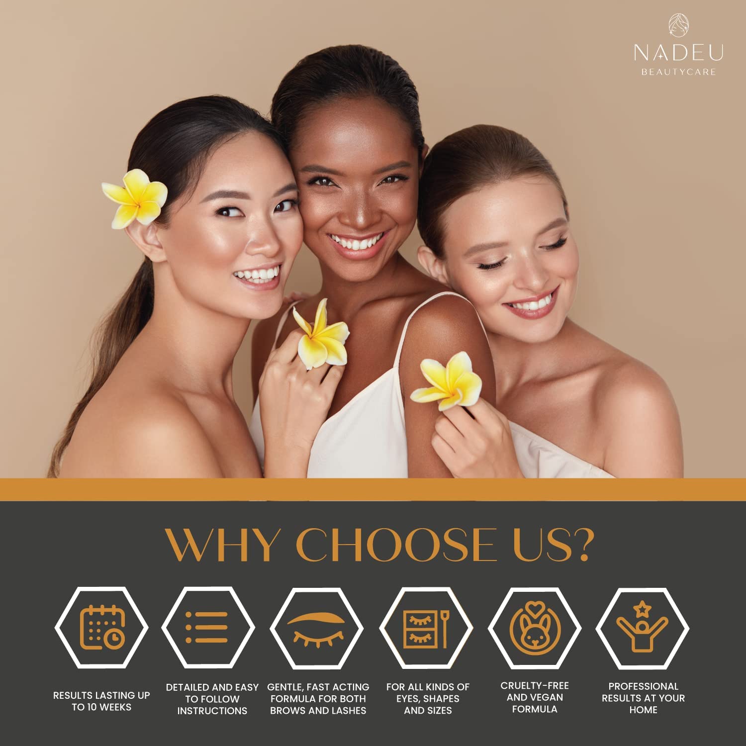 Nadeu Beautycare Eyebrow Lamination Kit & Lash Lift Kit Deluxe Set - Includes Beauty Brushes & Tools - Fuller Feathered Eyebrows & Curled Lashes - DIY at Home for Gorgeous Lifted Lashes & Trendy Brows