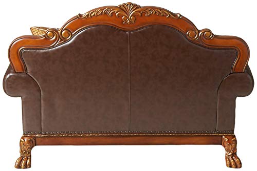 ACME Dresden Loveseat with 2 Pillows, Chenille PU Finish