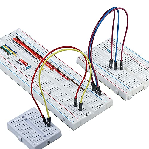 MMOBIEL 3 Pcs 830 Point Solderless PCB Breadboard Prototype Circuit Kits Compatible with DIY Arduino, Raspberry Pi 2 3 4 Projects Proto Shield Distribution Connecting Blocks