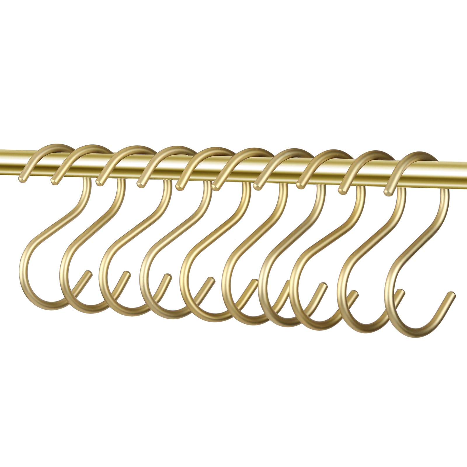 10 PackGold S Shaped Hooks, Gold Coat Clothes Towel Hangers, Kitchen Pots Pans Coffee Cups Rack Hooks (10)