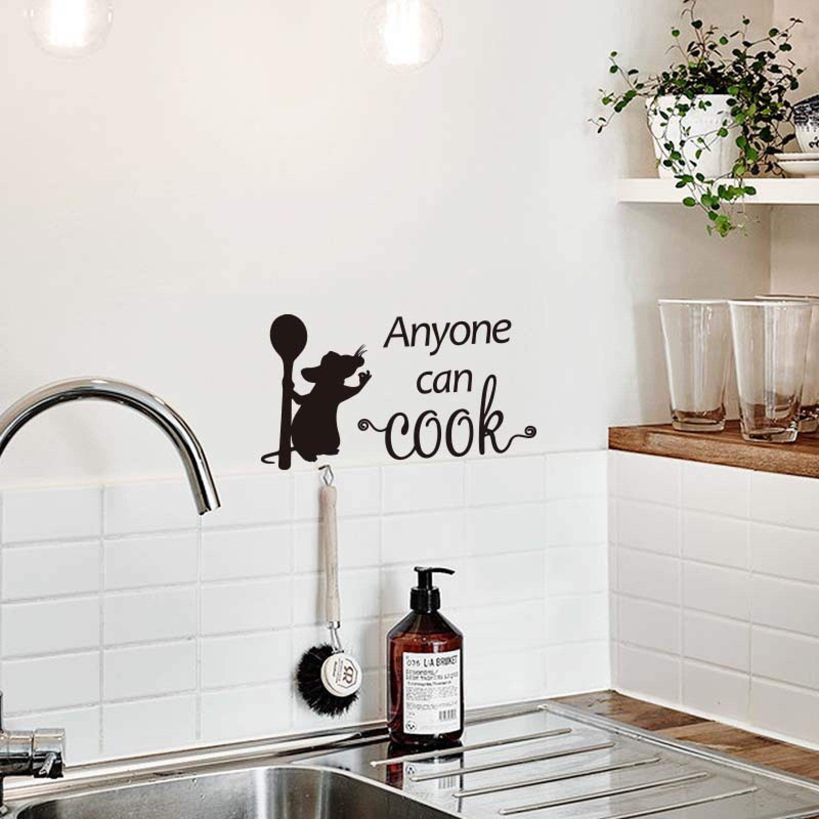 Skyinbags Wall Sticker,Kitchen Mouse Anyone Can Cook Wallpaper Removable Art DIY Wall Decals Poster for Kids Room Home Bedroom Living Children Decor Wall Murals